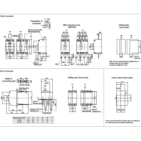 Terasaki TemBreak PRO MCCB 160 Frame 25kA 3P 63A Adj. Thermal Fix. Magnetic
