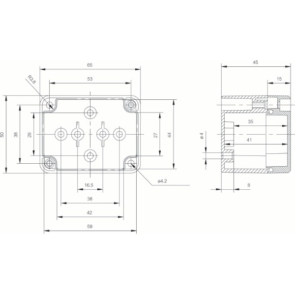 Fibox Euronord Terminal Box ABS IP66 and IP67 H50 x W65 x D45mm