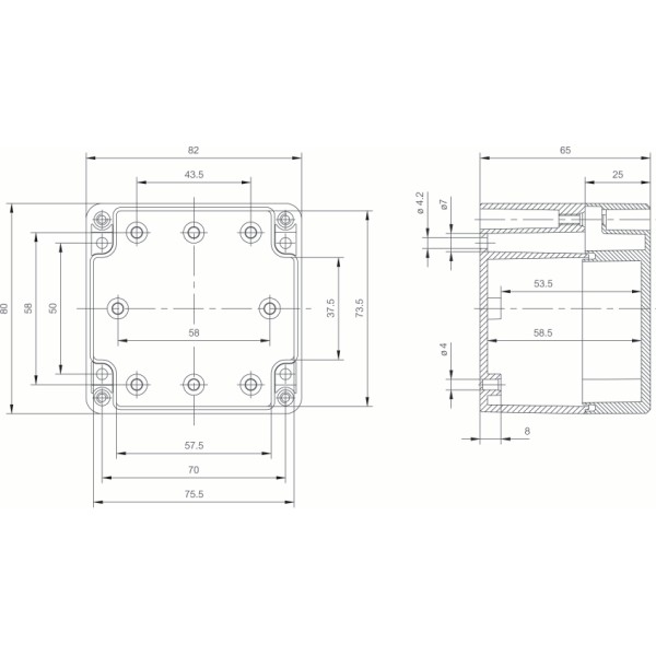 Fibox Euronord Terminal Box ABS IP66 and IP67 H80 x W82 x D65mm