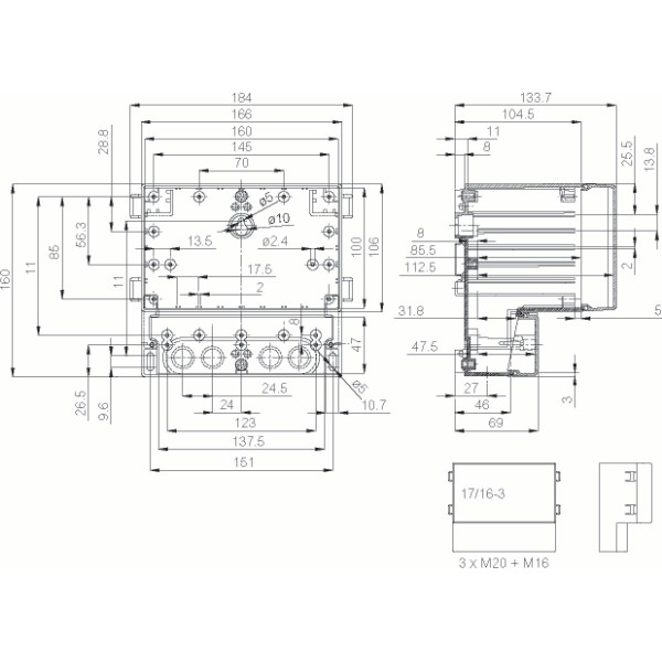 Fibox MNX Terminal Box ABS IP66 and IP67 Low Base H80 x W130 x 75mm Grey