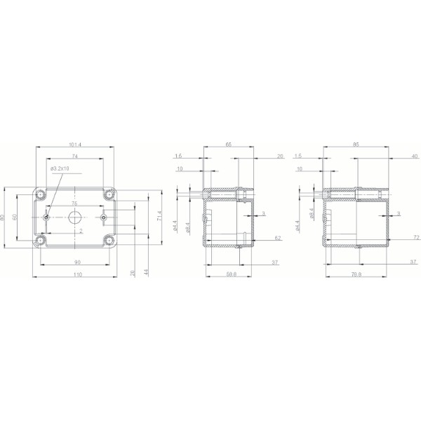 Fibox Piccolo Terminal Box ABS IP66 and IP67 H80 x W110 x D65mm Grey
