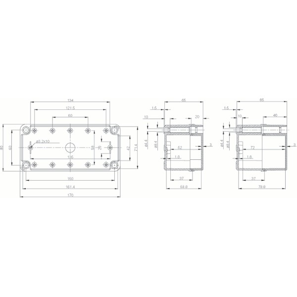 Fibox Piccolo Terminal Box ABS IP66 and IP67 H80 x W170 x D85mm Grey