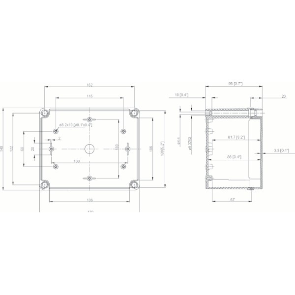 Fibox Piccolo Terminal Box ABS IP66 and IP67 H140 x W170 x D95mm Grey