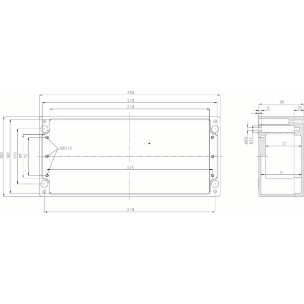 Fibox Euronord Terminal Box Aluminium IP66 and IP67 H164 x W364 x D91mm