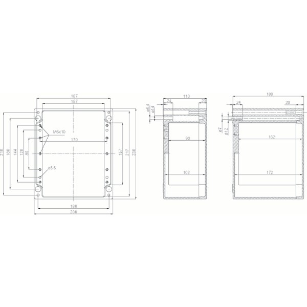 Fibox Euronord Terminal Box Aluminium IP66 and IP67 H230 x W200 x D111mm