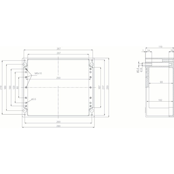 Fibox Euronord Terminal Box Aluminium IP66 and IP67 H230 x W280 x D111mm