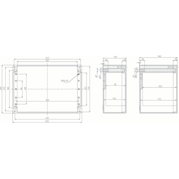 Fibox Euronord Terminal Box Aluminium IP66 and IP67 H230 x W330 x D180mm
