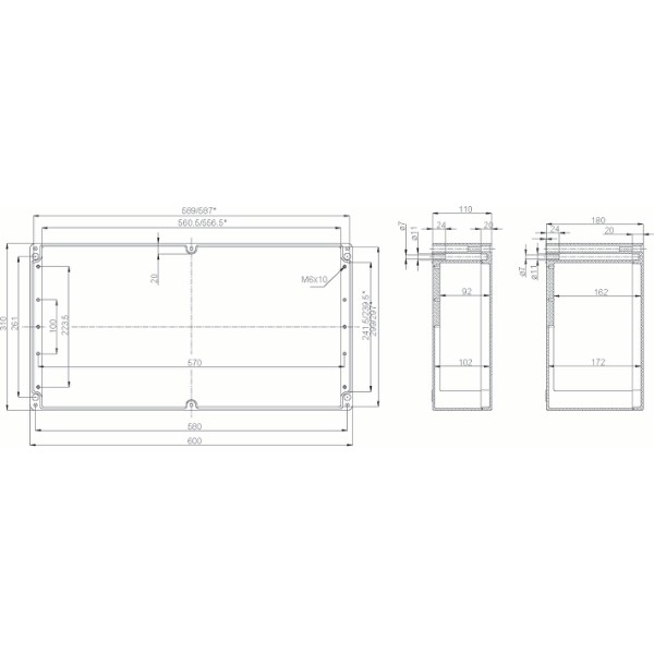 Fibox Euronord Terminal Box Aluminium IP66 and IP67 H310 x W600 x D110mm