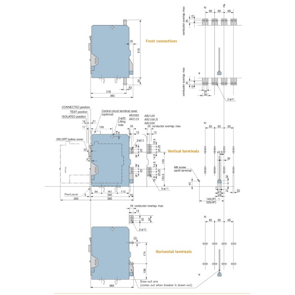 Terasaki TemPower 2 AR ACB Body AR2 65kA 1250A 3P with AGR21CL and ...