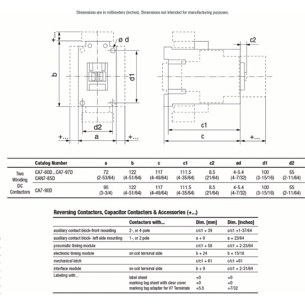 S&S CA7 Contactor 45kW 4Pole 24VDC Coil 2NO 2NC Contact Auxiliary