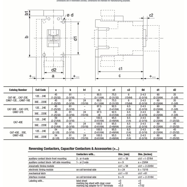 S&S CA7 Contactor 4kW 4Pole 24VDC Coil 2NO 2NC Contact Auxiliary