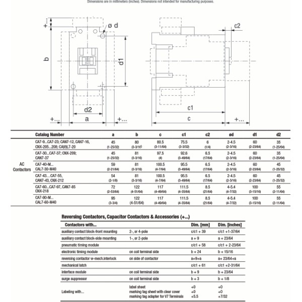 S&S CA7 Contactor 4kW 4Pole 240VAC Coil 2NO 2NC Contact Auxiliary