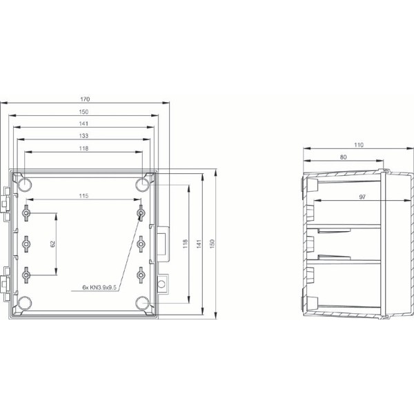 Fibox CAB Enclosure Wall Mount ABS IP65 Grey W150 x H150 x 110mm with Latch