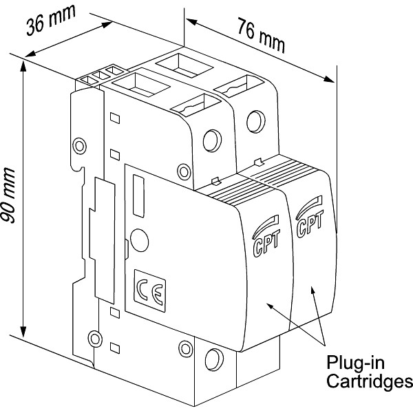 Cirprotec PSC Surge Protection Device Type 1 and 2 1 Phase L-N and N-PE ...