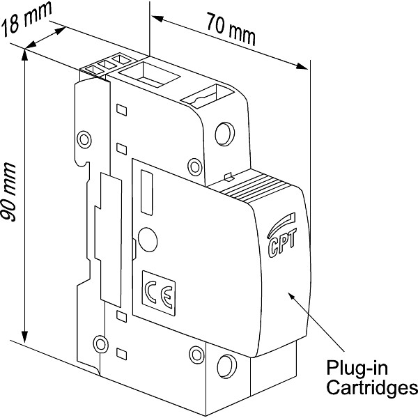 Cirprotec PSM Surge Protection Device Type 2 1 Phase N-PE Imax 40kA
