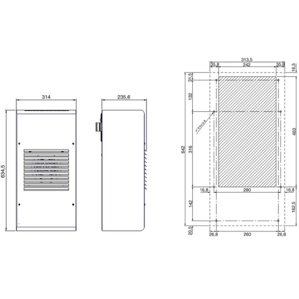 Cosmotec CVO Air Conditioner Outdoor Side Mount 230V AC 850W Mild Steel