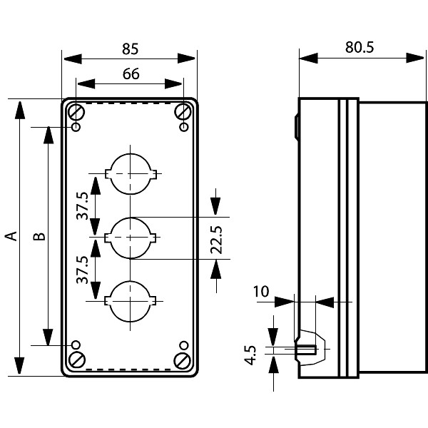 Sprecher and Schuh D7 Enclosure Metal 22.5mm 3 Hole Grey IP66