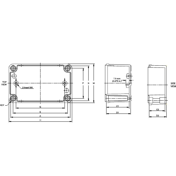 Sprecher and Schuh D7 Enclosure Deep Profile Plastic 22.5mm 3 Hole Grey