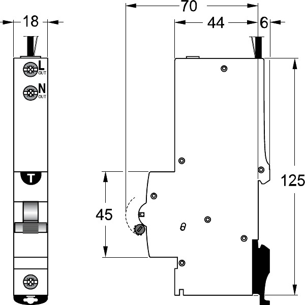NHP DIN-T Residual Current Device Long Body w/ Overcurrent 10kA 32A ...