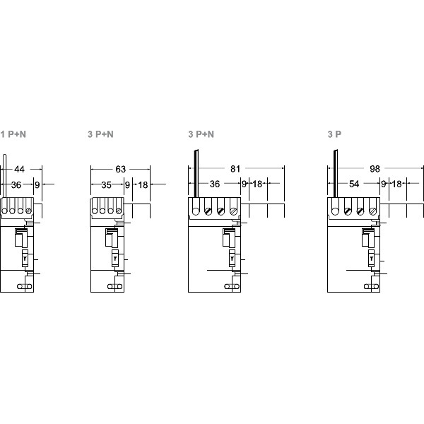 NHP DIN-T DINSAFE Residual Current Devices Add on module Clip On 3Pole ...