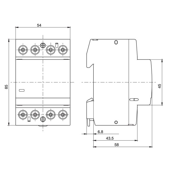 NHP DIN Contactors 40A 4 Normally Open Contacts 240V AC DC Coil