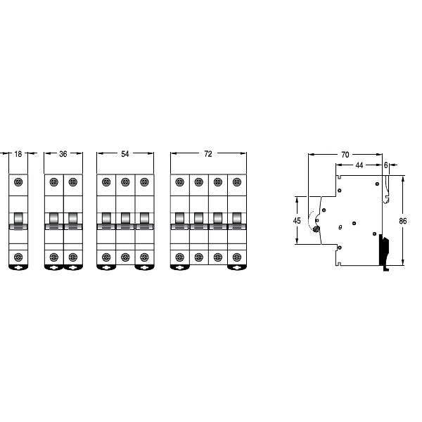 NHP DIN-T Miniature Circuit Breaker 10kA 2Pole 6A C Curve