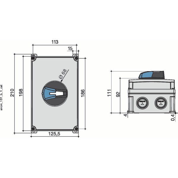 NHP ELB Enclosed Load Break Switch, IP 65 Polycarbonate Grey, 3 Pole 63A