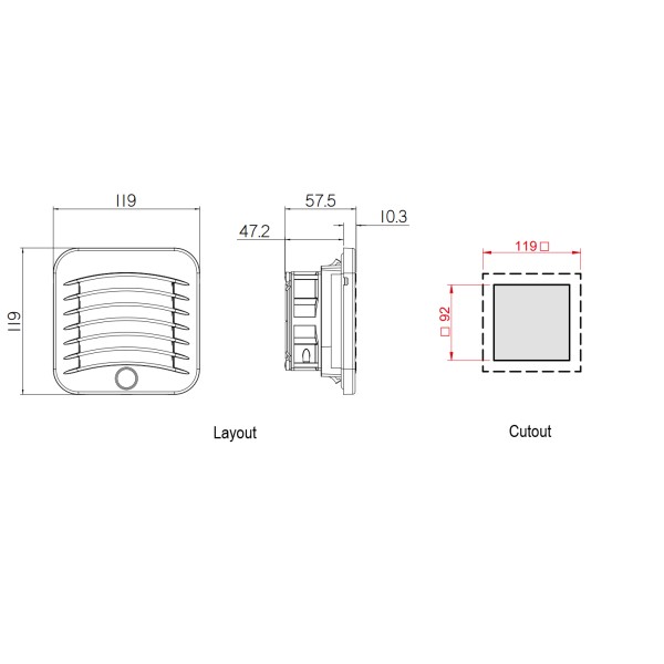Cosmotec Kryos Filter Fan H119 x W119 x D58mm 230V AC 35m3 per Hour