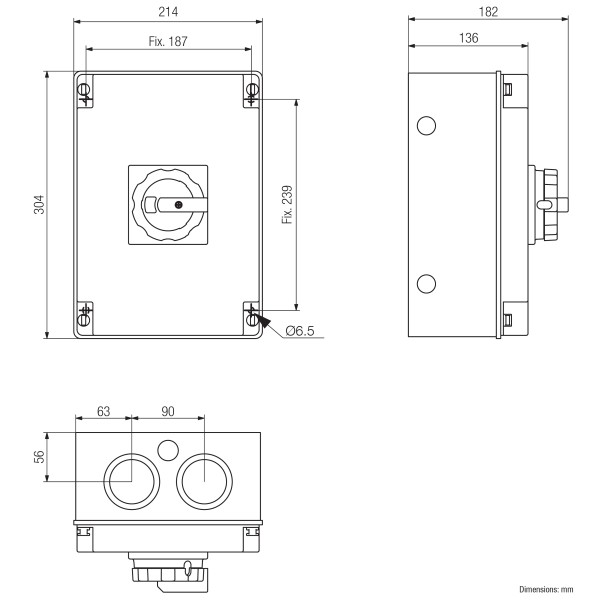 Socomec ISO Enclosed Isolator, IP 65 Plastic Grey, Handle - Blue, 3P 125A