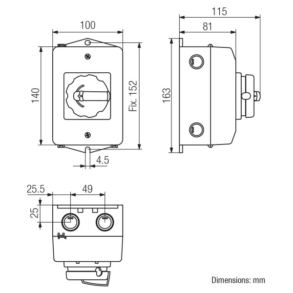 Socomec ISO Enclosed Isolator, IP 65 Plastic Grey, Handle - Blue, 3P 40A