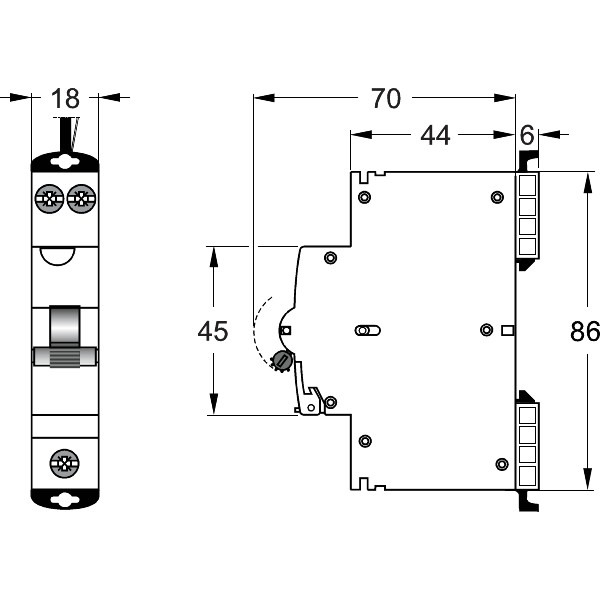 NHP MOD6 Residual Current Device - Short body w/ Overcurrent 6kA 16A ...