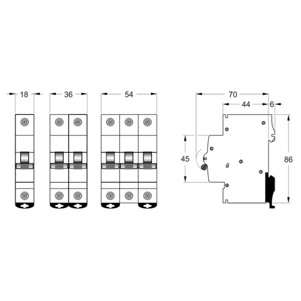 NHP MOD6 Miniature Circuit Breaker Main Switch 3Pole 100A