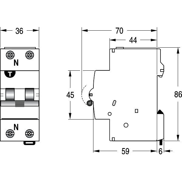 NHP MOD6 Residual Current Device - Short body w/ Overcurrent 6kA 16A ...