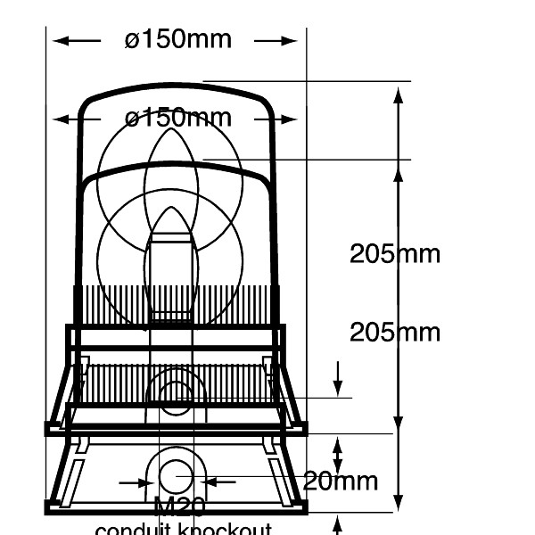 Moflash Beacon Rotating E14 x 60W 230V AC IP65 Wall or Surface Mount ...
