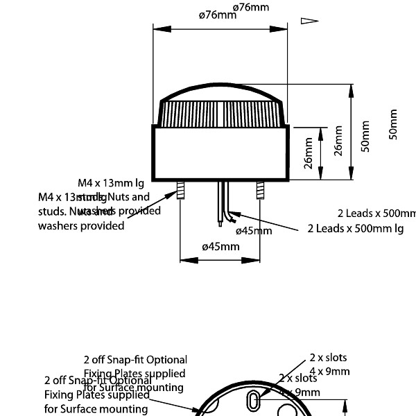 Moflash Xenon Beacons 2 Joules Flashing Mode IP65 10 to 72V AC DC Wall ...