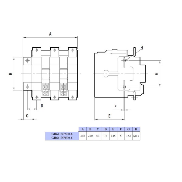 Ghisalba Contactor Adder Pole 500A for GH62 and GH64