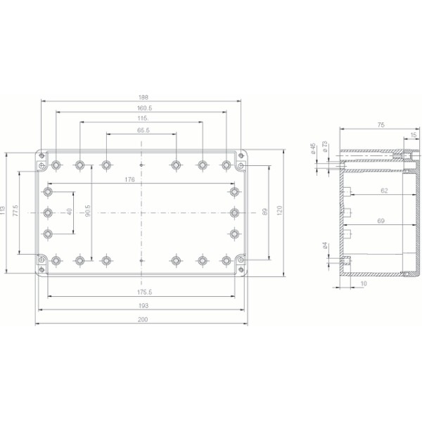 Fibox Euronord Terminal Box PC IP66 and IP67 H200 x W120 x D90mm Grey