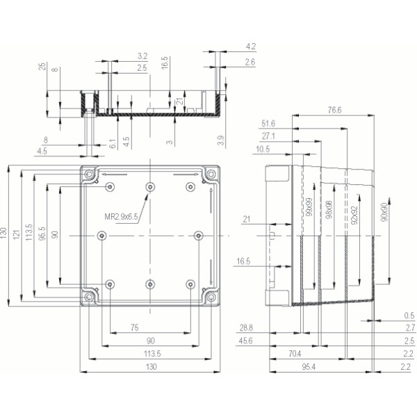 Fibox MNX Terminal Box PC IP66 and IP67 Low Box H130 x W130 x 35mm Clear