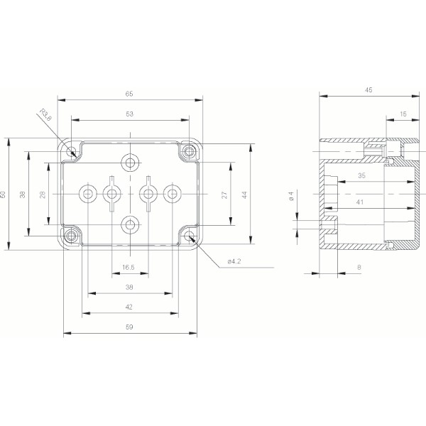 Fibox Euronord Terminal Box PC IP66 and IP67 H50 x W65 x D45mm Clear