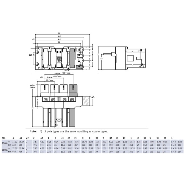 CUBIC Modular Plug In Fuse Switch PSF BS 3Pole 400A External Handle Kit R