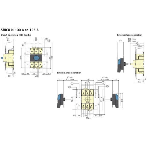 Socomec SLBM Load Break Switch kit, Base/DIN rail mount, w/ External ...