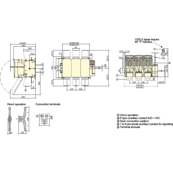 Socomec SSF Fuse Switch kit, w/ External Handle, suits DIN fuses, 4P 1250A