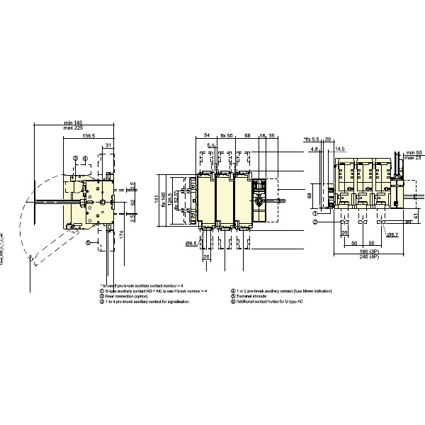 Socomec SSF Fuse Switch kit, w/ External Handle, suits DIN fuses, 4P 160A