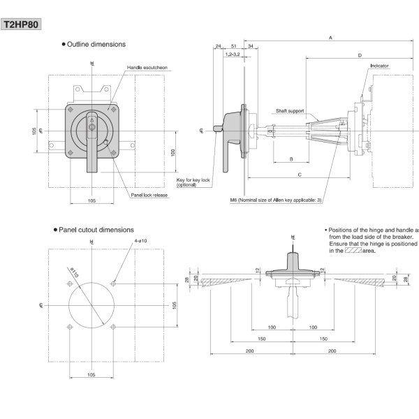 Terasaki TemBreak 2 Handle Extention IP65 for 1000 MCCBs Grey