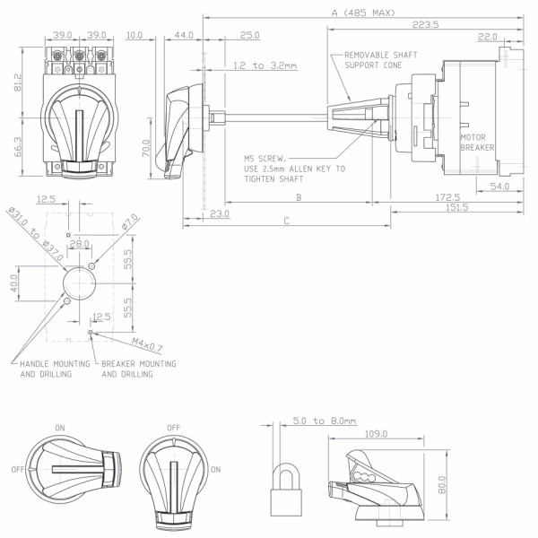 Terasaki TemBreak PRO HS Handle with 320mm Extension Shaft IP65 for ...