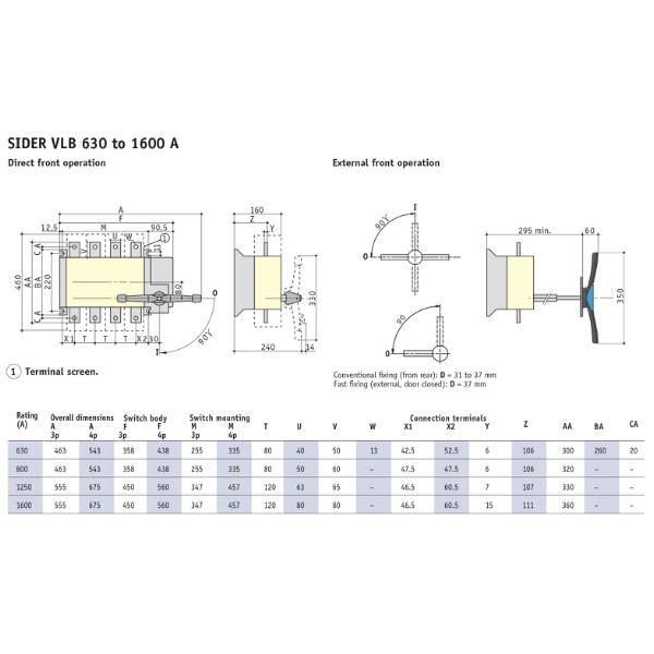 Socomec VLB Visual Load Break Switch Kit, w/ External Handle, 4P 630A