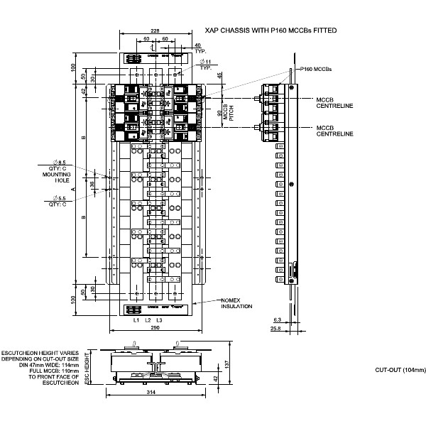 NHP Terasaki TemBreak PRO TemWay XAP Chassis 630A 3Phase 24 Way