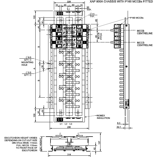 NHP Terasaki TemBreak PRO TemWay XAP Chassis 800A 3Phase 24 Way