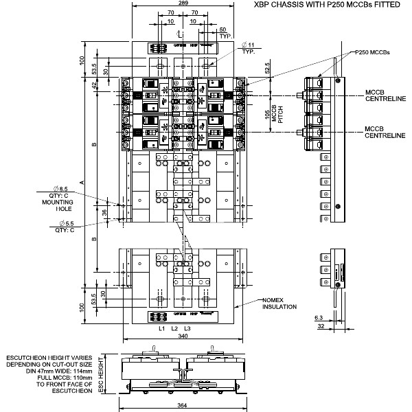 NHP Terasaki TemBreak PRO TemWay XBP Chassis 800A 3Phase 18 Way
