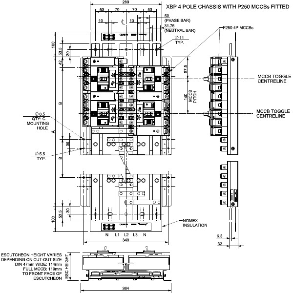 NHP Terasaki TemBreak PRO TemWay XBP Chassis 800A 4Phase 48 Way